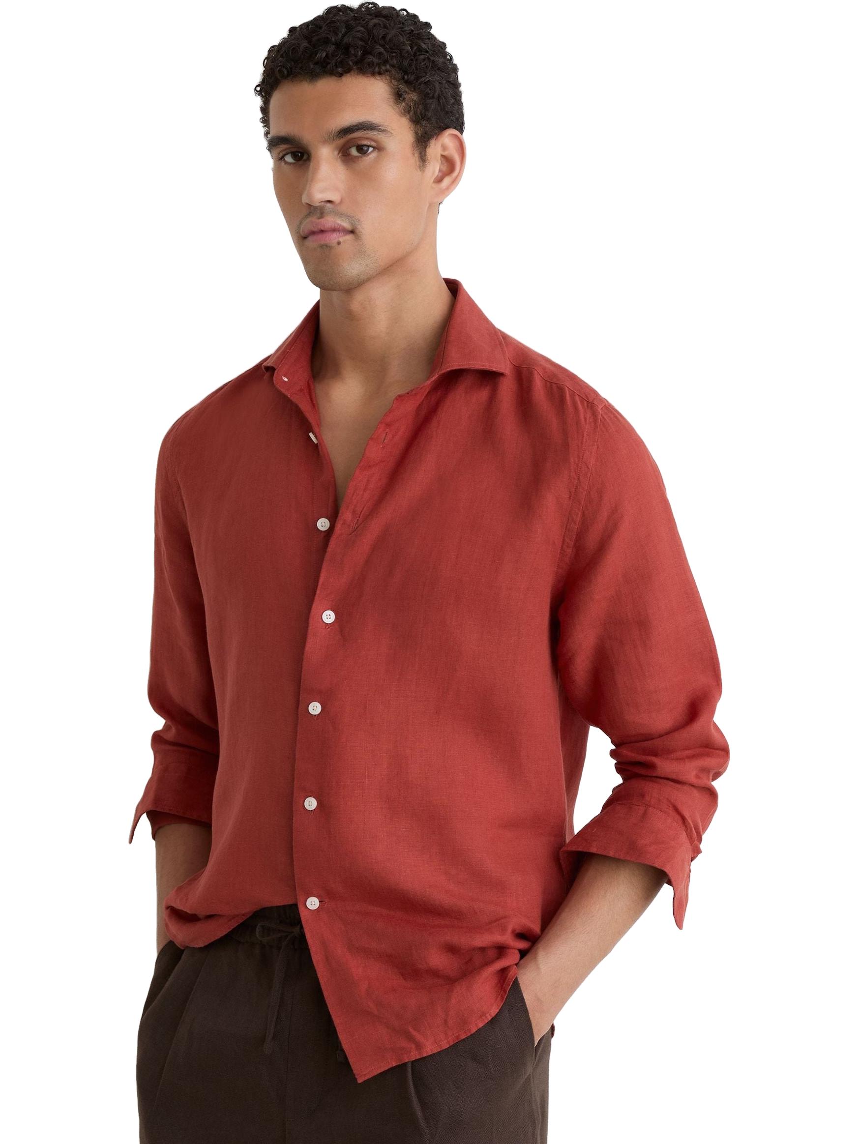 REISS ruban linen cutaway-collar regular-fit shirt